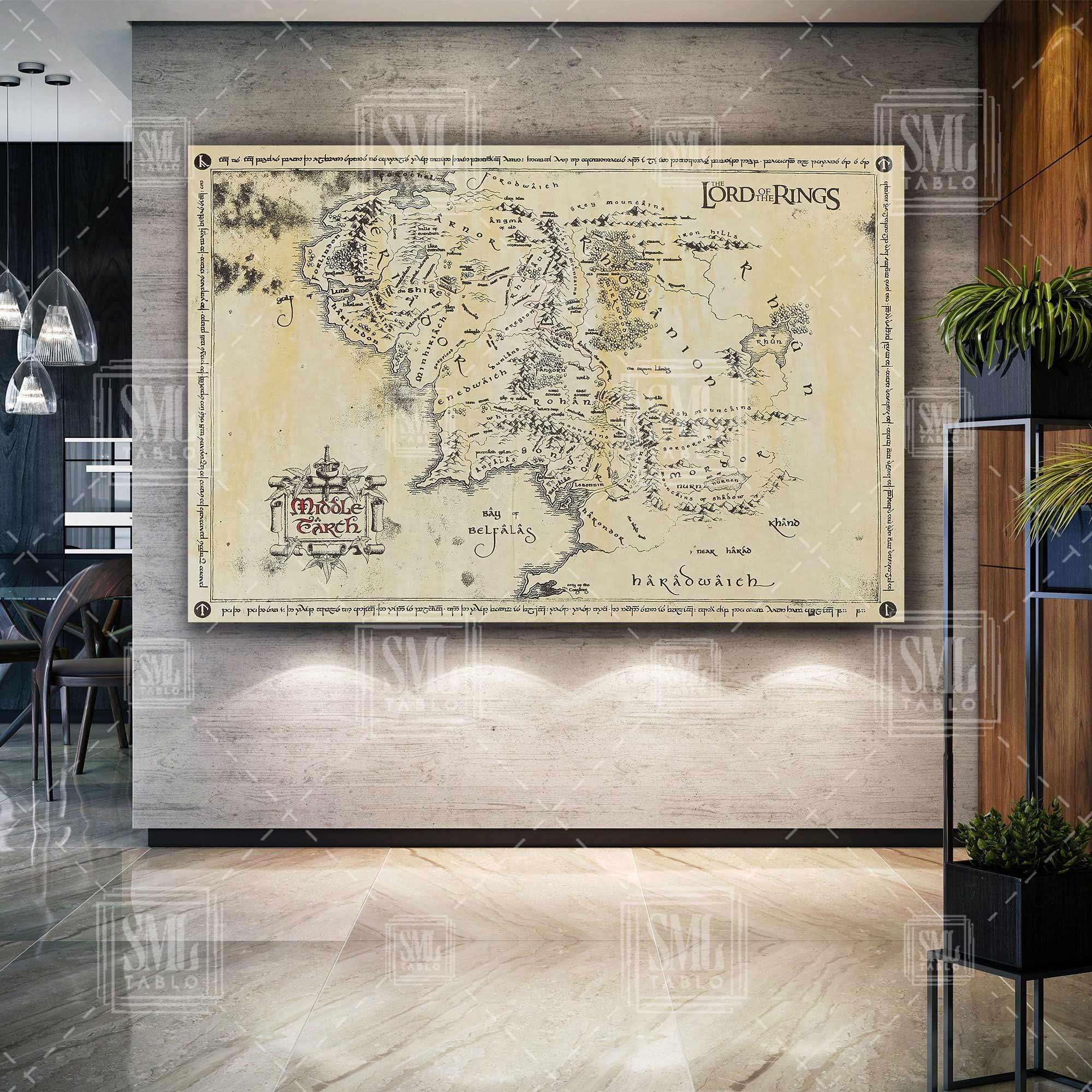 Yüzüklerin Efedisi Harita Lord Of The Rings Middle Earth Map Yatay ...