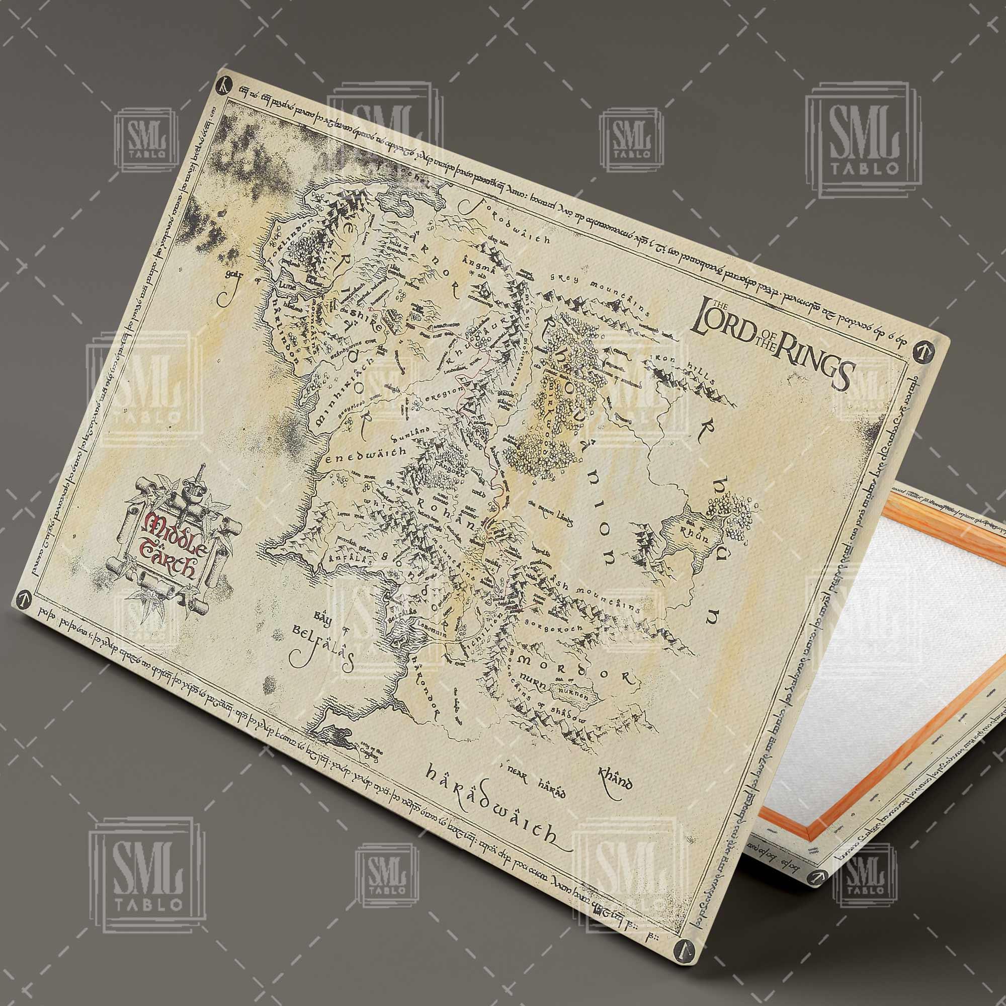Yüzüklerin Efedisi Harita Lord Of The Rings Middle Earth Map Yatay ...